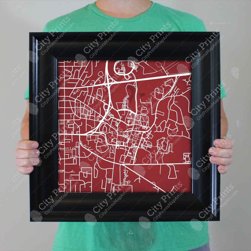 Mississippi State University Campus Map Art - City Prints