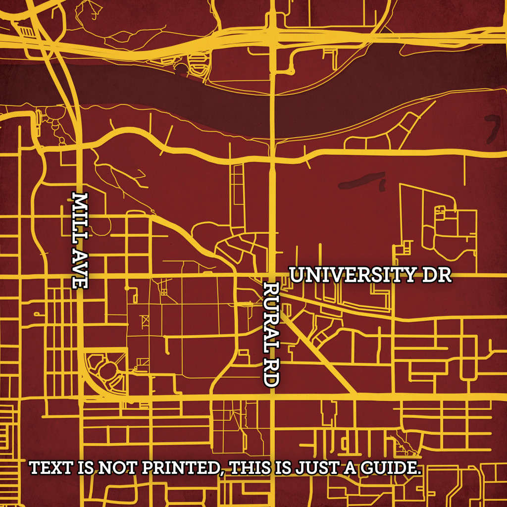 Arizona State University Campus Map Art - City Prints