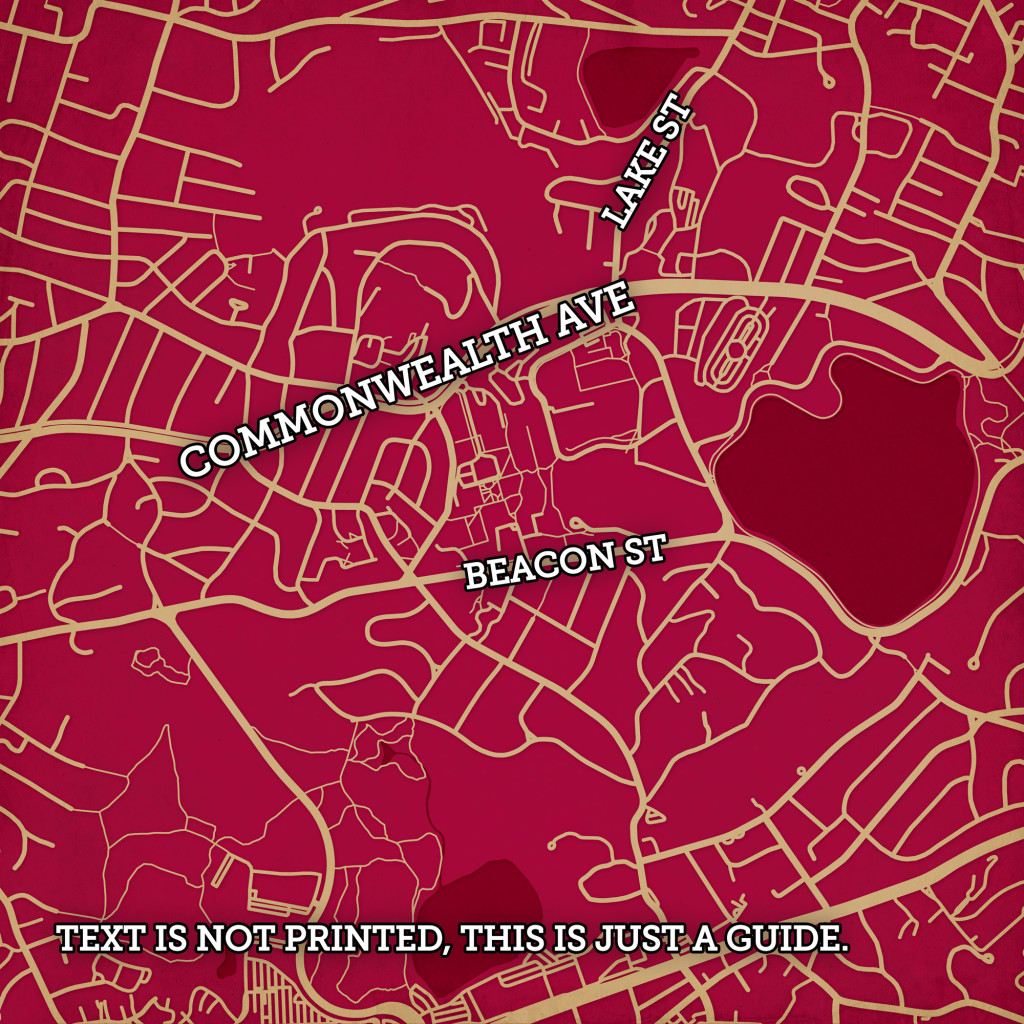 Boston College Campus Map Art - City Prints