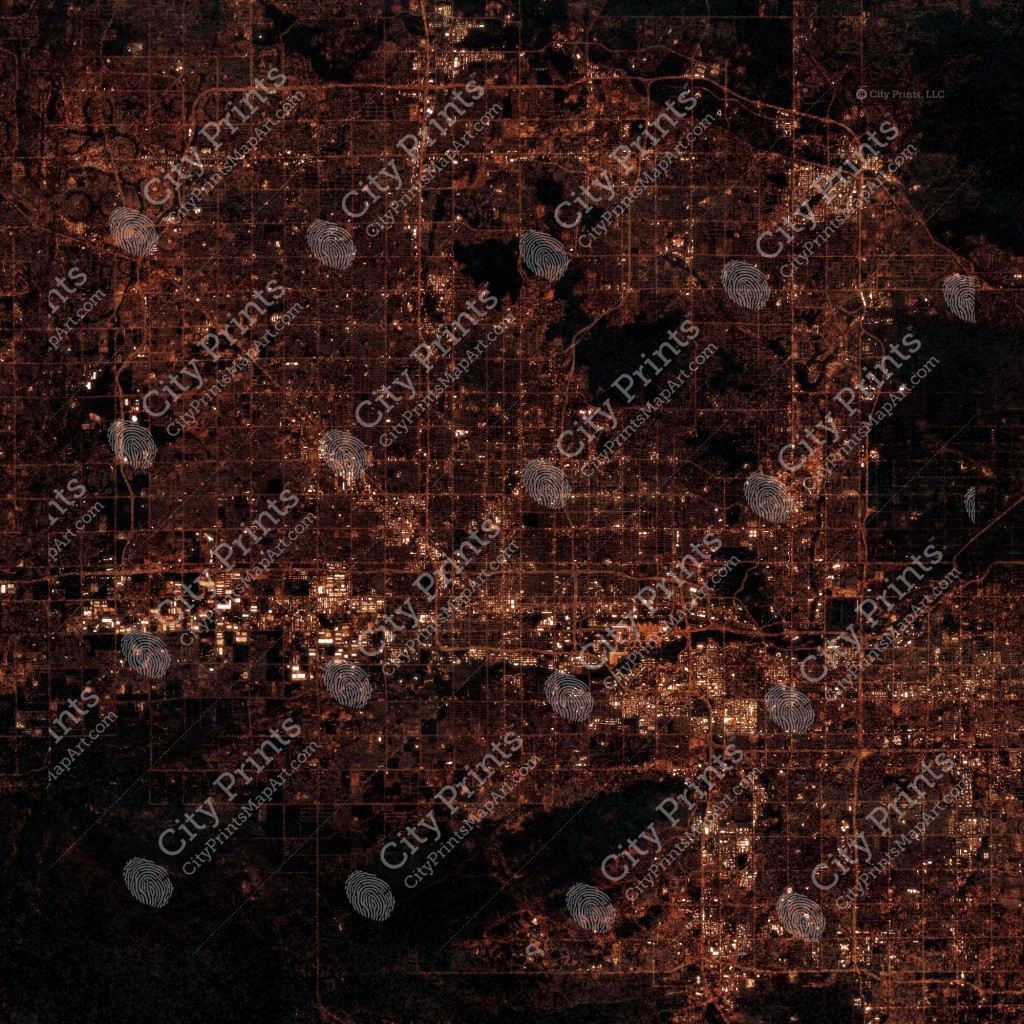 Phoenix, Arizona at Night - City Prints