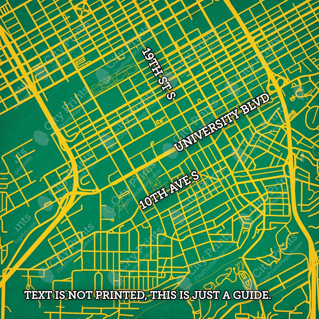 University of Alabama at Birmingham Campus Map Art - City Prints