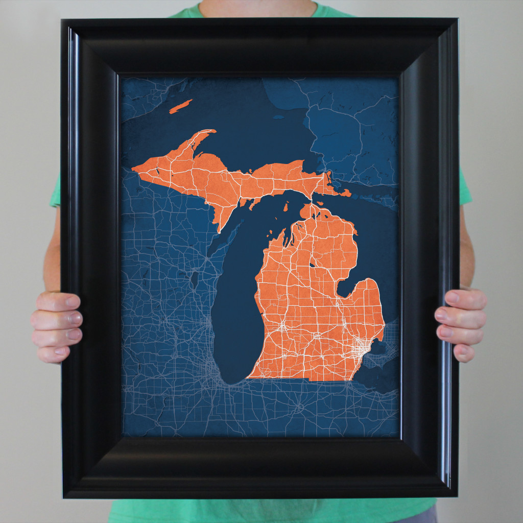 Michigan Map Art - City Prints