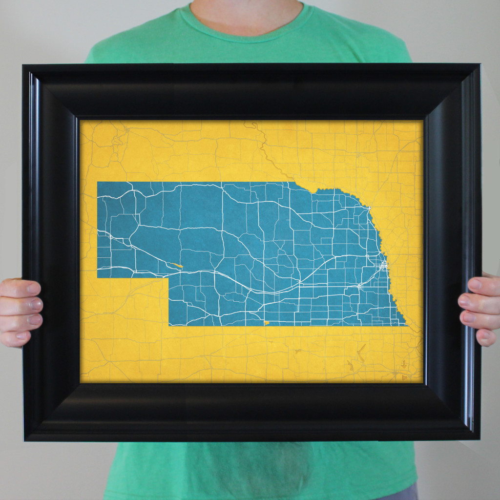 Nebraska Map Art - City Prints