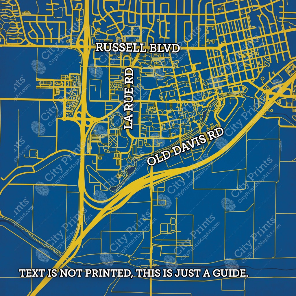 University of California, Davis Campus Map Art - City Prints