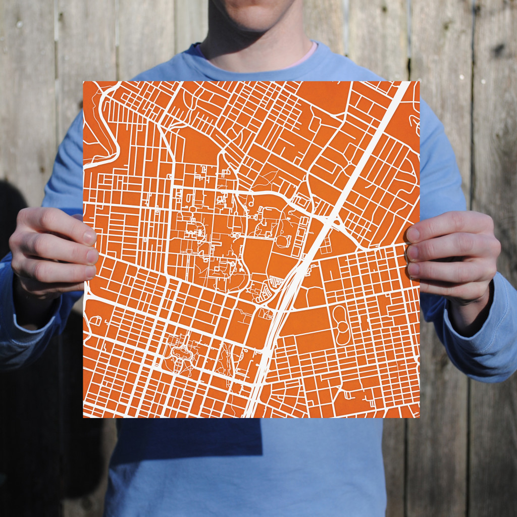 University of Texas at Austin Campus Map Art - City Prints
