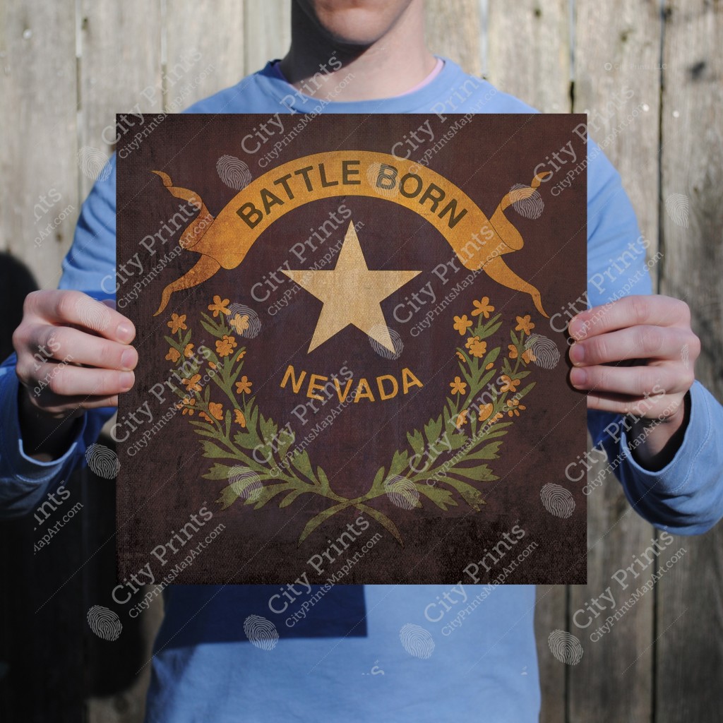Nevada Flag Art - City Prints