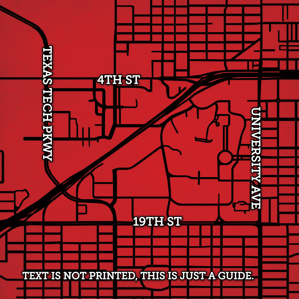 Texas Tech University Campus Map Art - City Prints