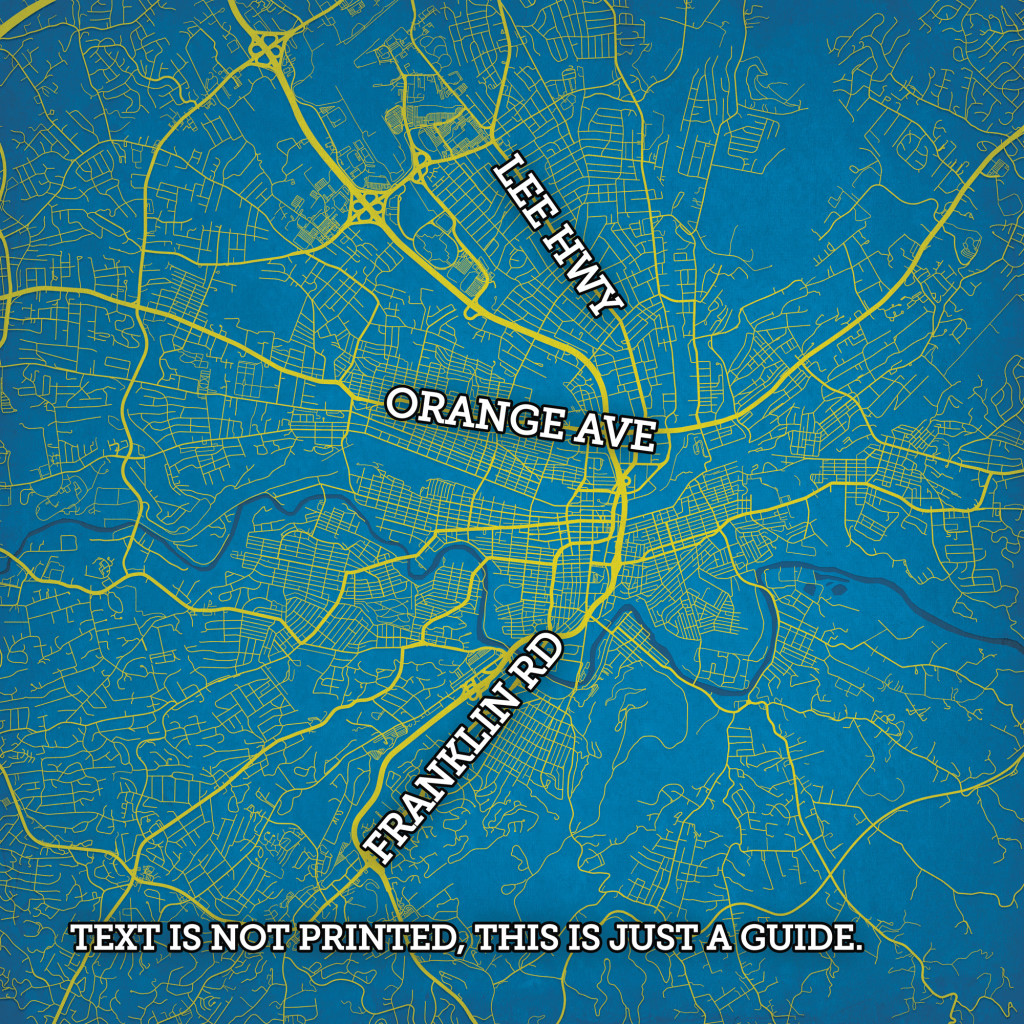 Roanoke, Virginia Map Art - City Prints