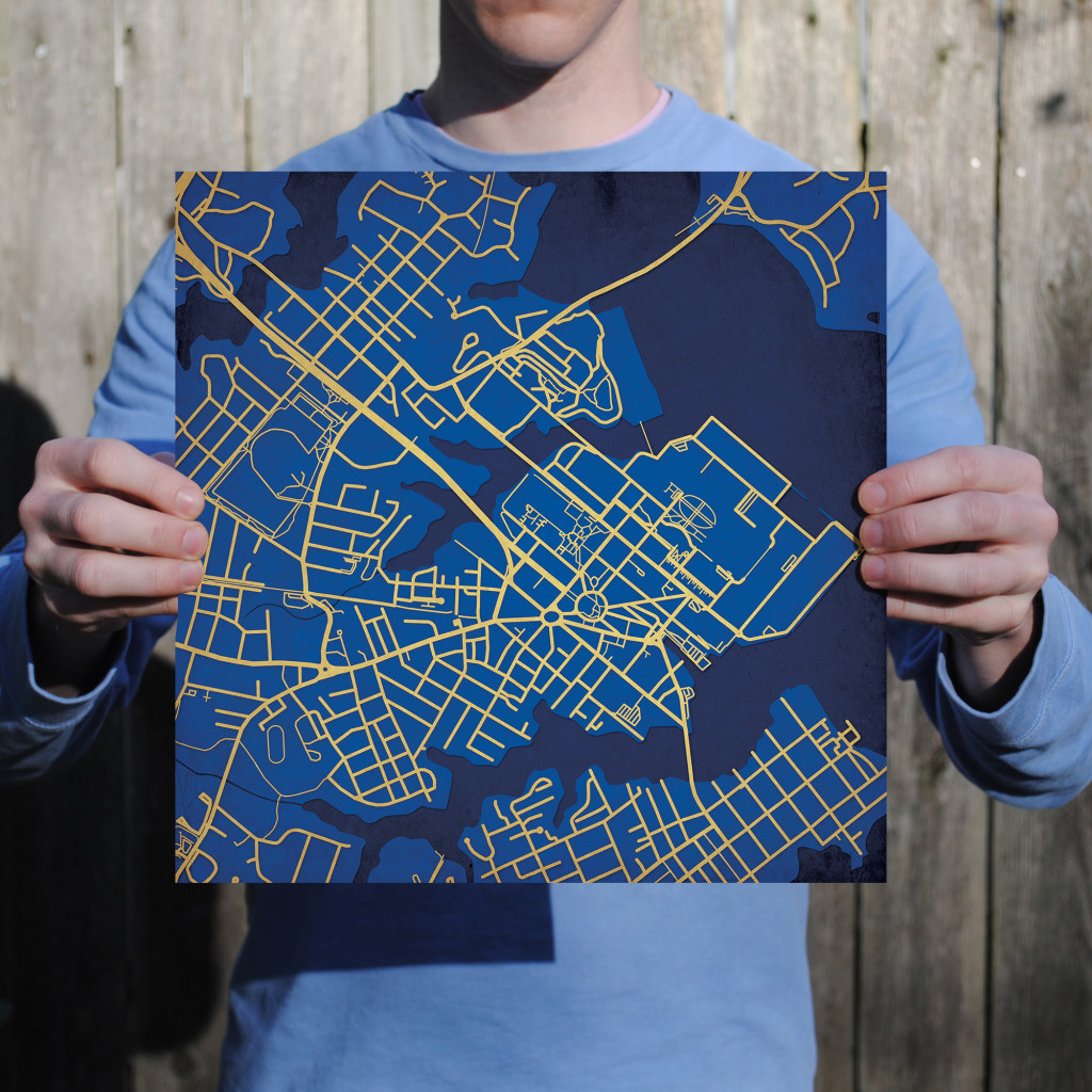 United States Naval Academy Campus Map Art - City Prints