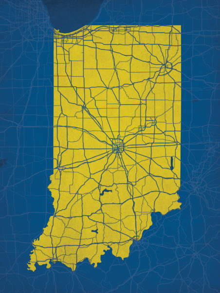 Indiana Map Art - City Prints