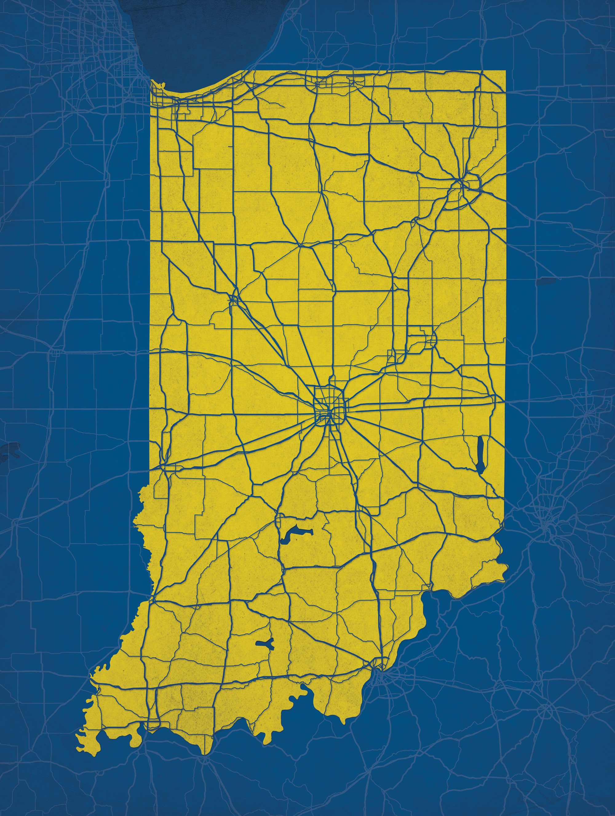 Indiana Map Art - City Prints