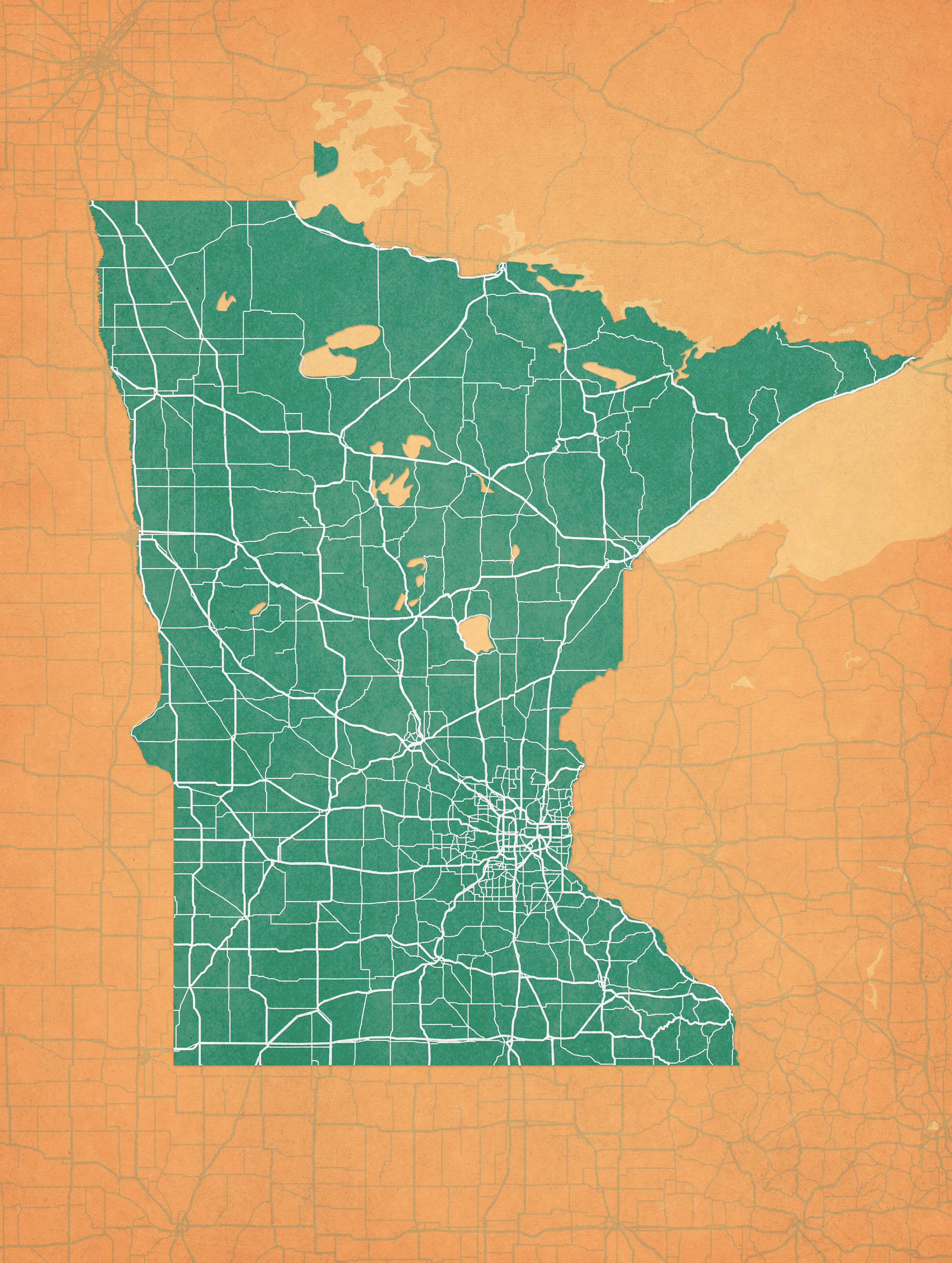 Minnesota Map Art - City Prints