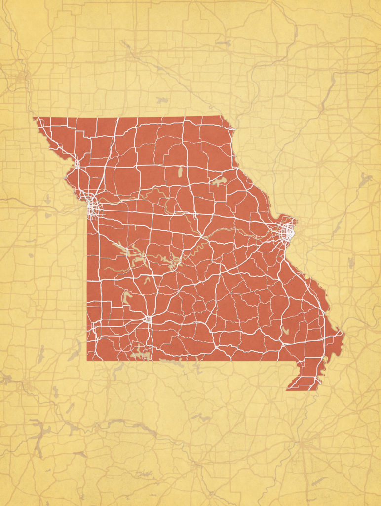 Missouri Map Art - City Prints