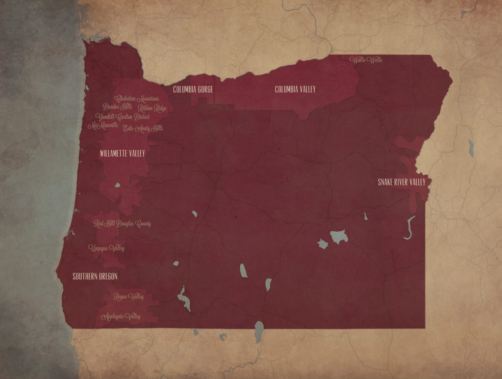 Oregon Wine Region Map - City Prints