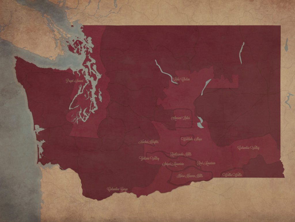 Washington Wine Region Map - City Prints