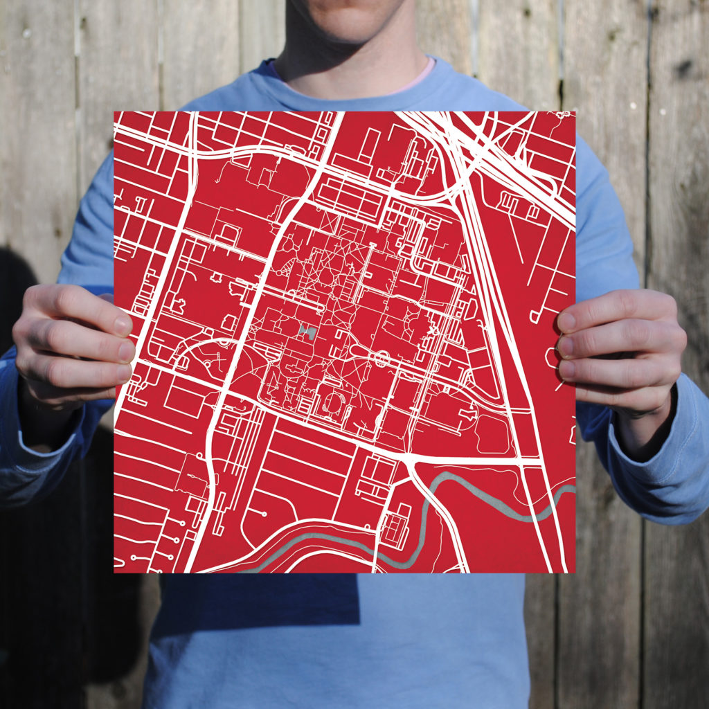 University of Houston Campus Map Art - City Prints